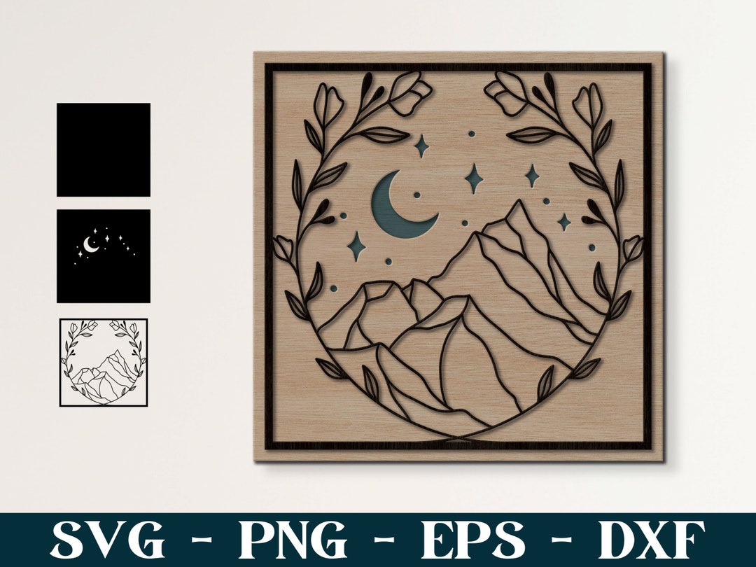 Square Mountain Scenery Laser Cut File, Cnc Laser Cut Files, Glowforge ...