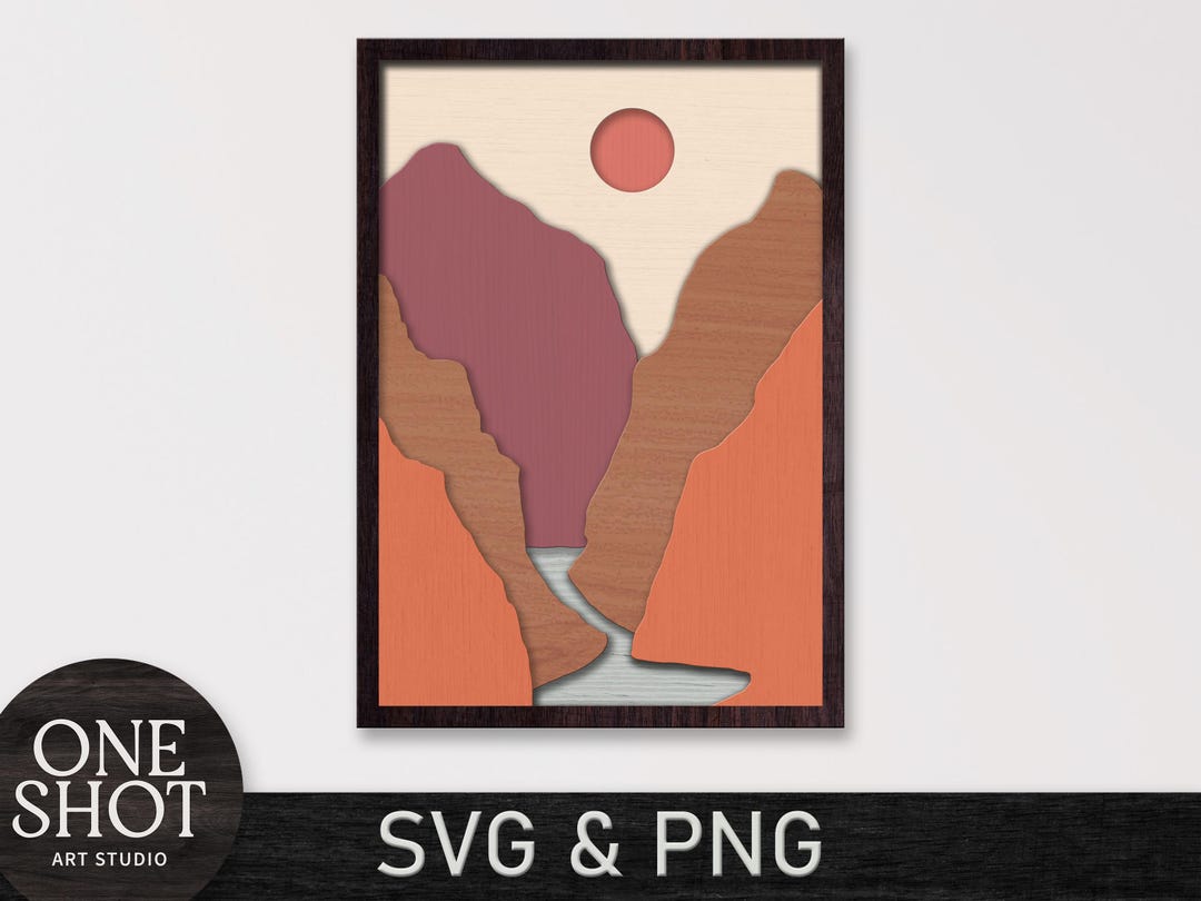 Mountain Scenery Laser Cut File, Cnc Project, Glowforge Laser Cut File ...