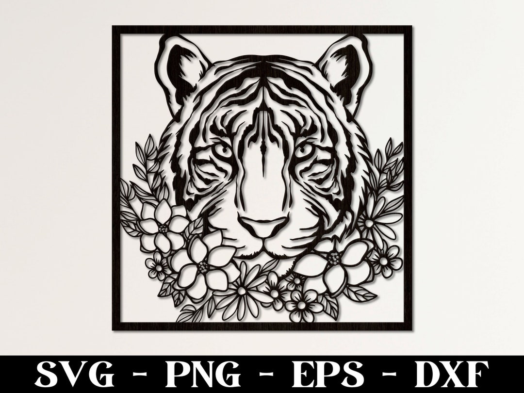 Floral Tiger Face Laser Cut File, Cnc Laser Cut Files, Glowforge Laser ...