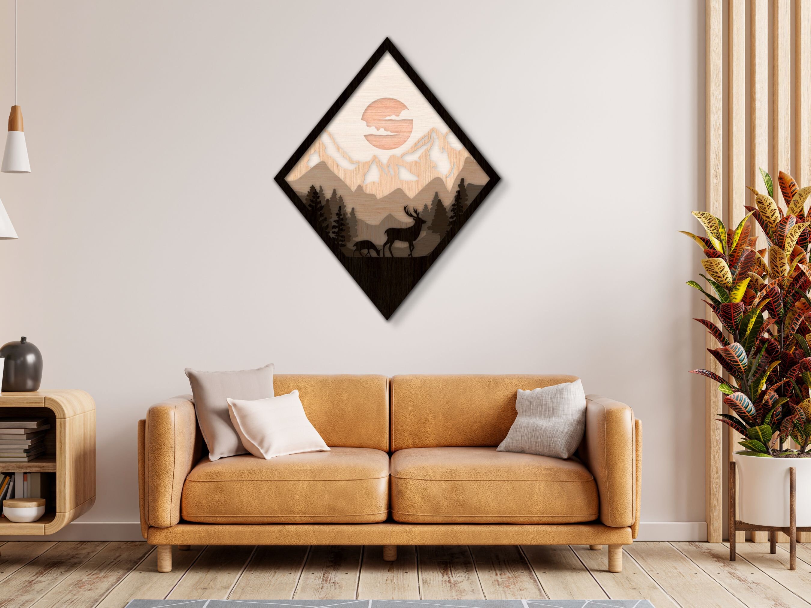 Diamond Mountain Scenery Laser Cut File Deer K40 Laser Cut - Etsy