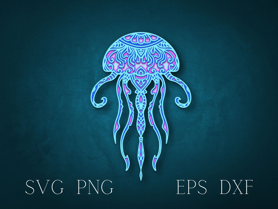 3D Mandala Jellyfish SVG, Jellyfish Svg, Mandala Laser Cut File ...