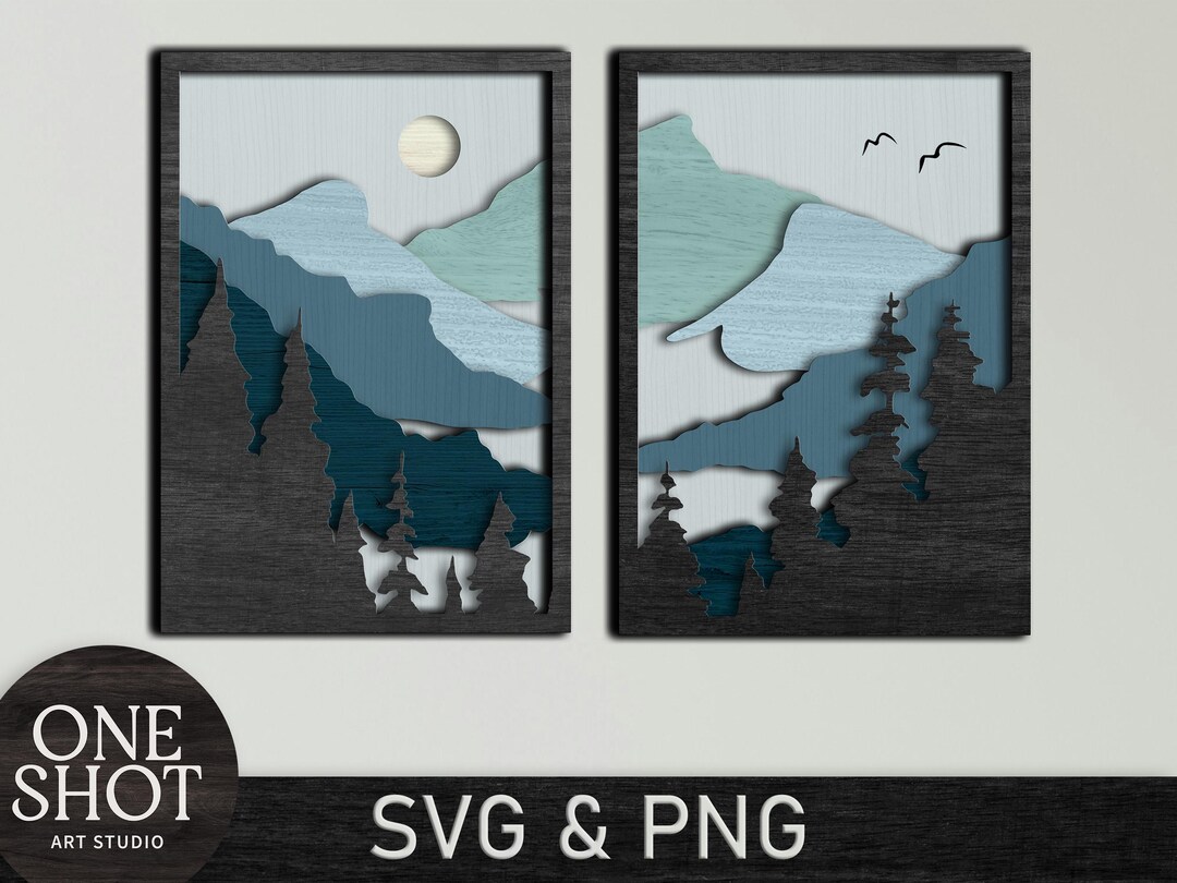 Mountain Scenery Laser Cut File, Cnc Project, Glowforge Laser Cut File ...