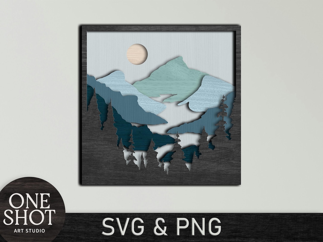 Mountain Scenery Laser Cut File, Cnc Project, Glowforge Laser Cut File ...