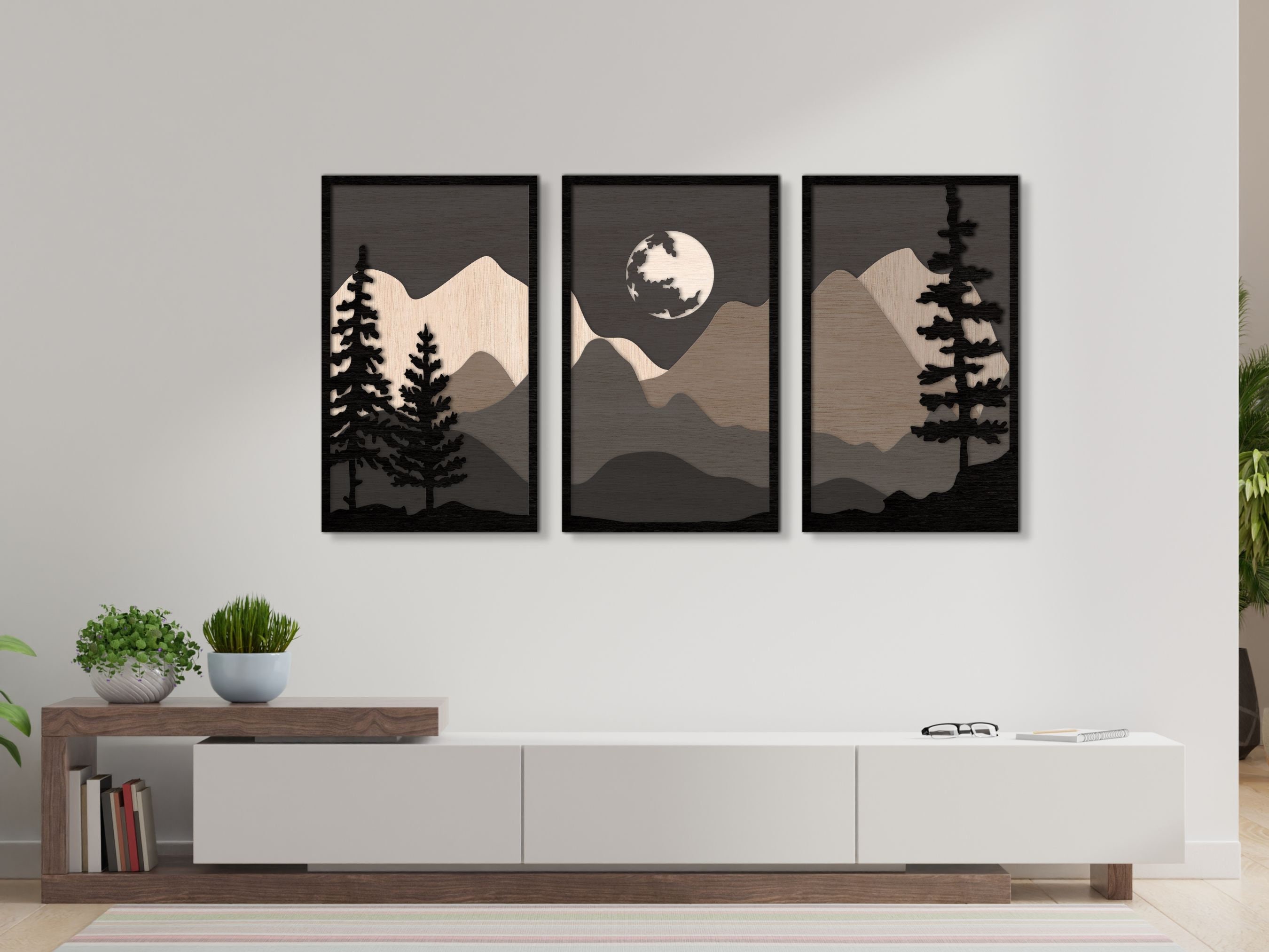 Layered Mountain Scene SVG Cut File for Laser Cutting and Cricut, Cnc ...