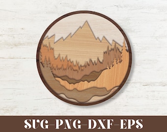 Multilayer Mountain Laser Cut File, Horizontal Mountain Scenery Laser ...