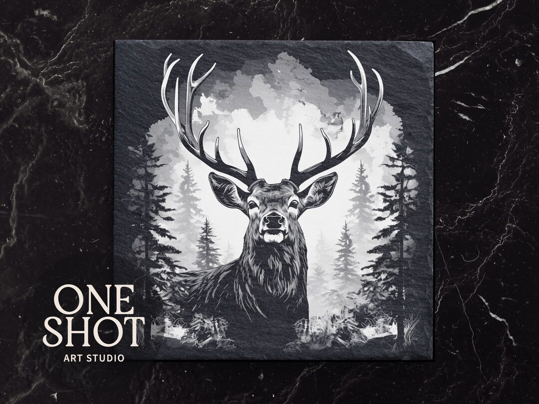 Deer Laser Engraving Png, Slate Coaster Engraved, CNC Projects, CNC ...