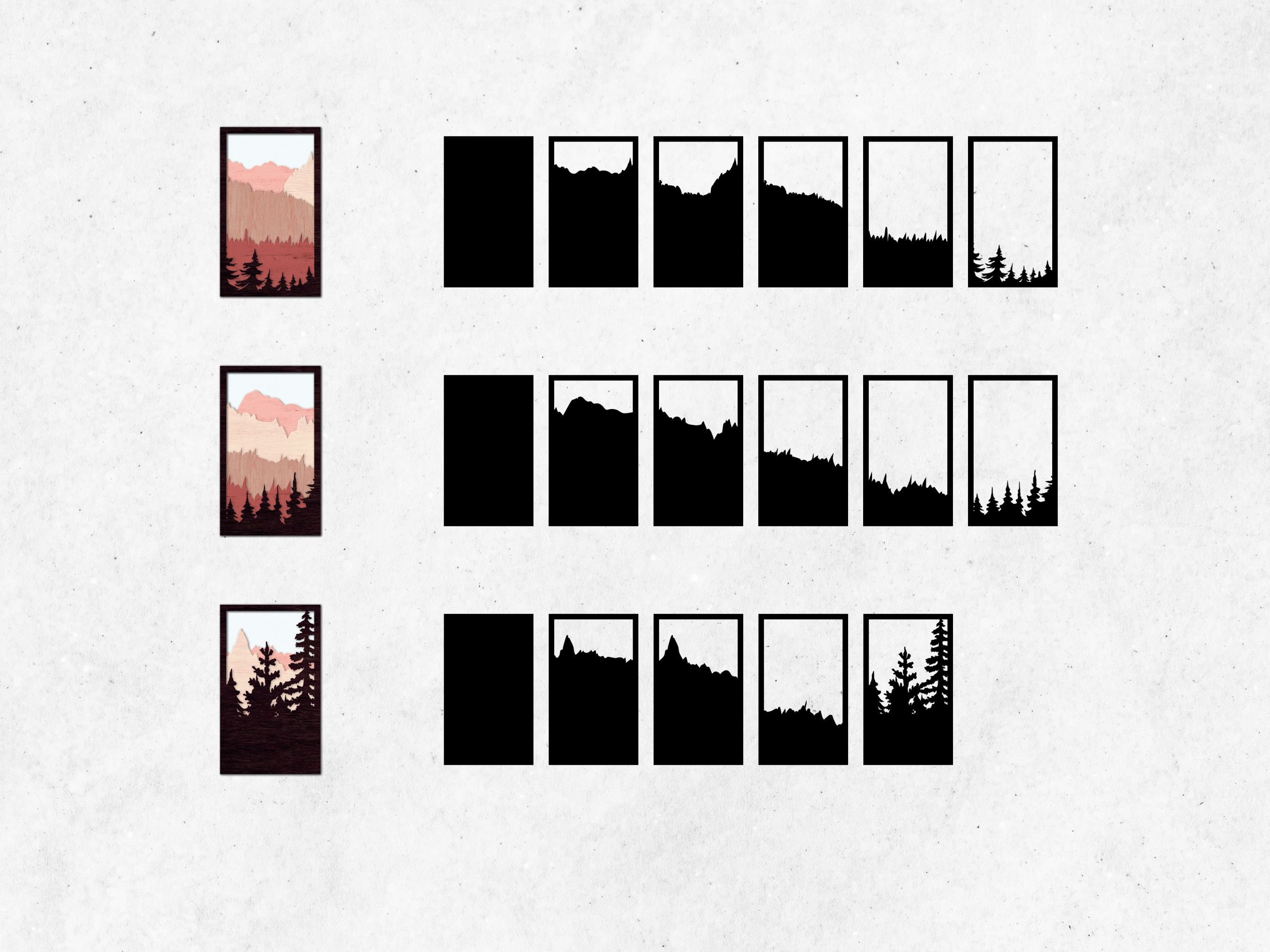 Layered Mountain Scene SVG Cut File for Laser Cutting and - Etsy