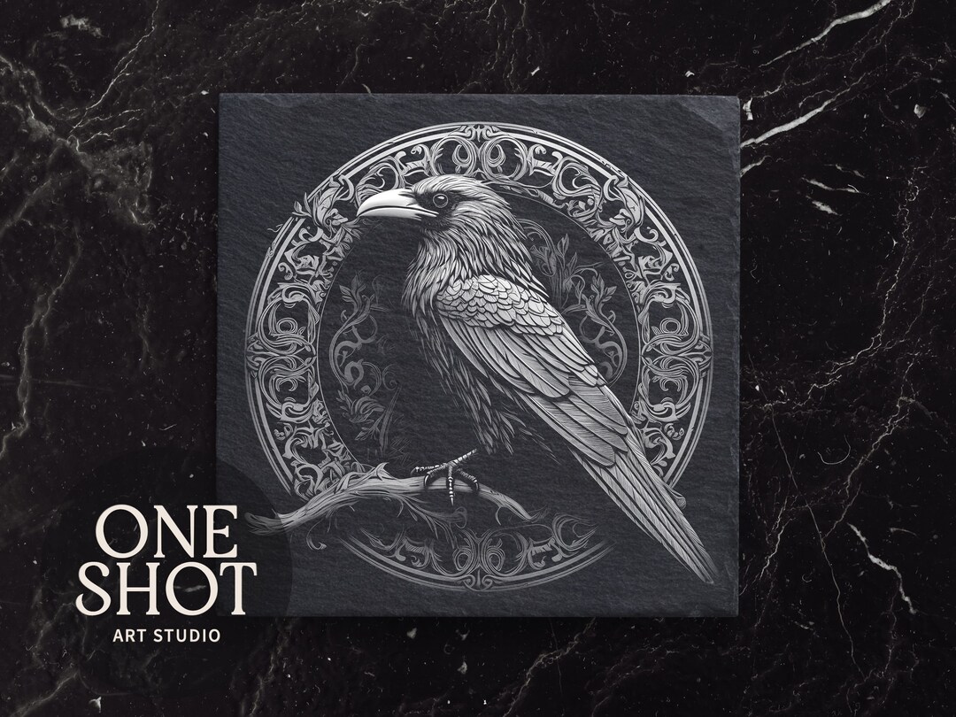 Viking Raven Laser Engraving Png, Slate Coaster Engraved, CNC Projects ...