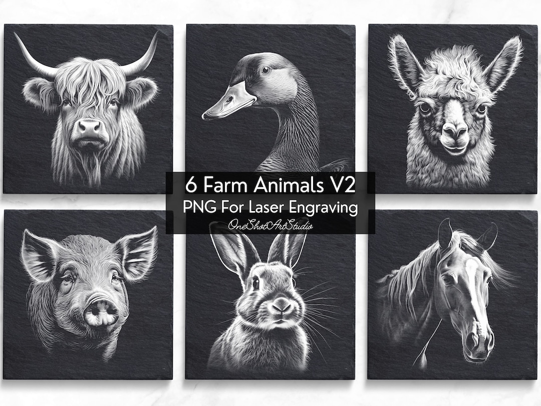 Farm Animals Laser Engraving Png, Slate Coaster Engraved, CNC Projects ...