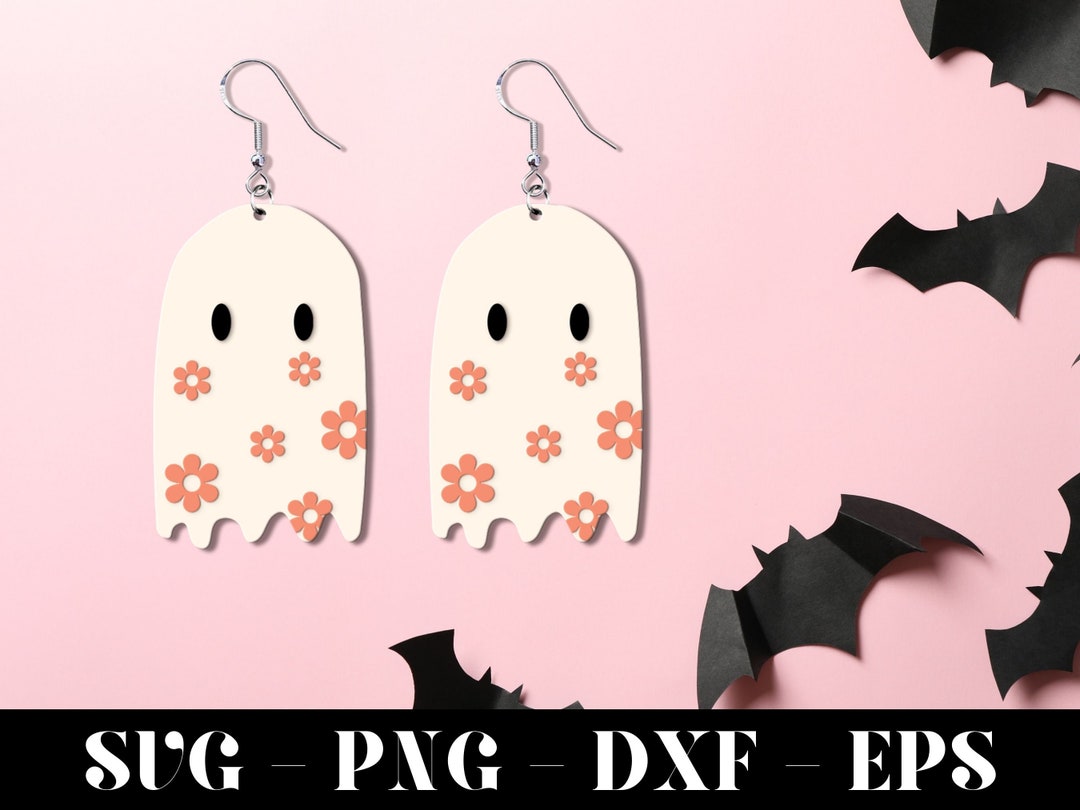 Ghost Earrings SVG, Halloween Earring Laser Cut Files, Wooden Earring ...