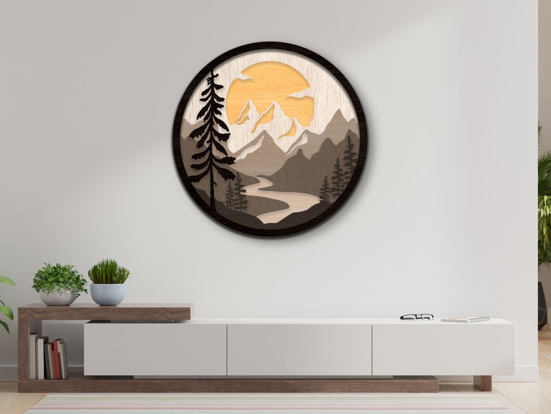 Layered Mountain Scene SVG Cut File for Laser Cutting and Cricut, Cnc ...