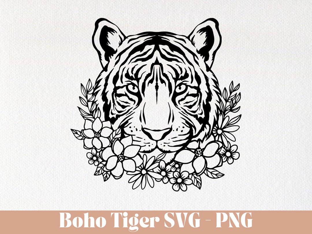 Boho Tiger SVG, Tiger Face Design for Shirts, Tiger Eyes Cut Files for ...