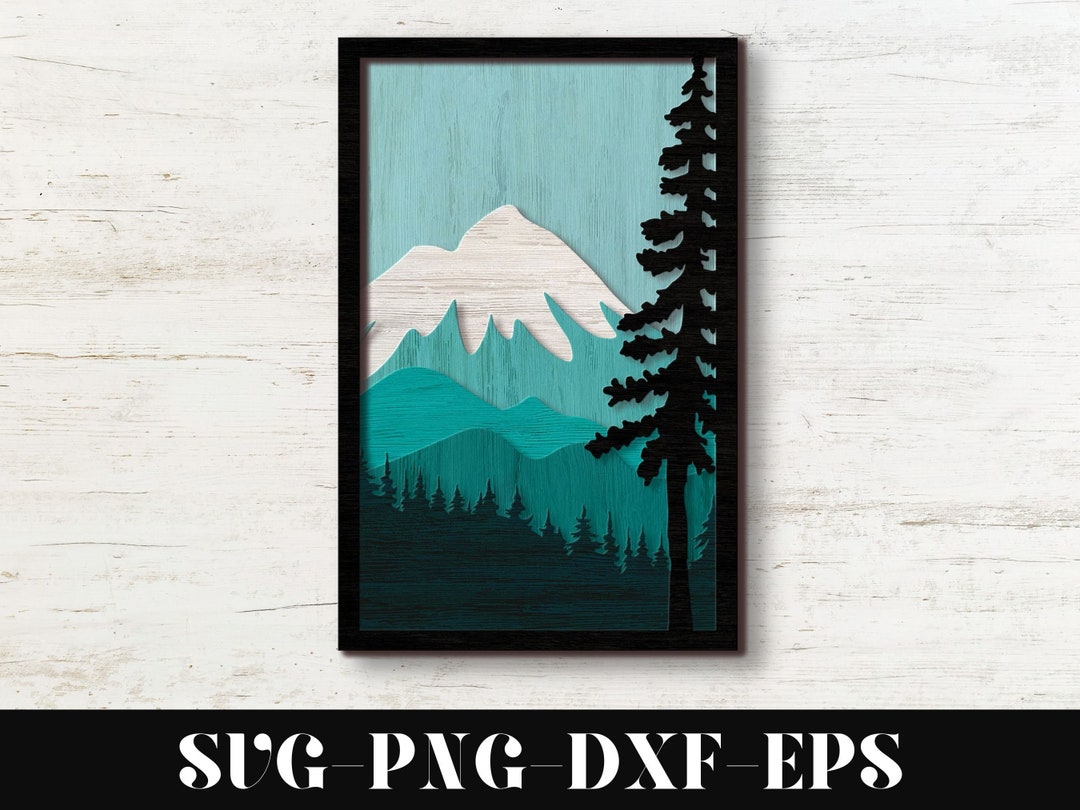 Snowy Mountain Scenery Laser Cut File, Cnc Laser Cut Files, Glowforge ...