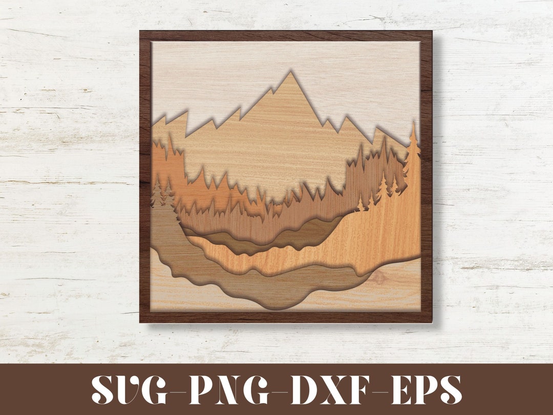 Mountain Scenery Laser Cut File, Cnc Laser Cut Files, Glowforge Laser ...