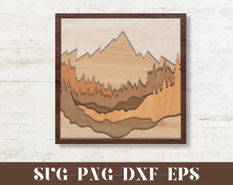 Multilayer Mountain Laser Cut File, Horizontal Mountain Scenery Laser ...