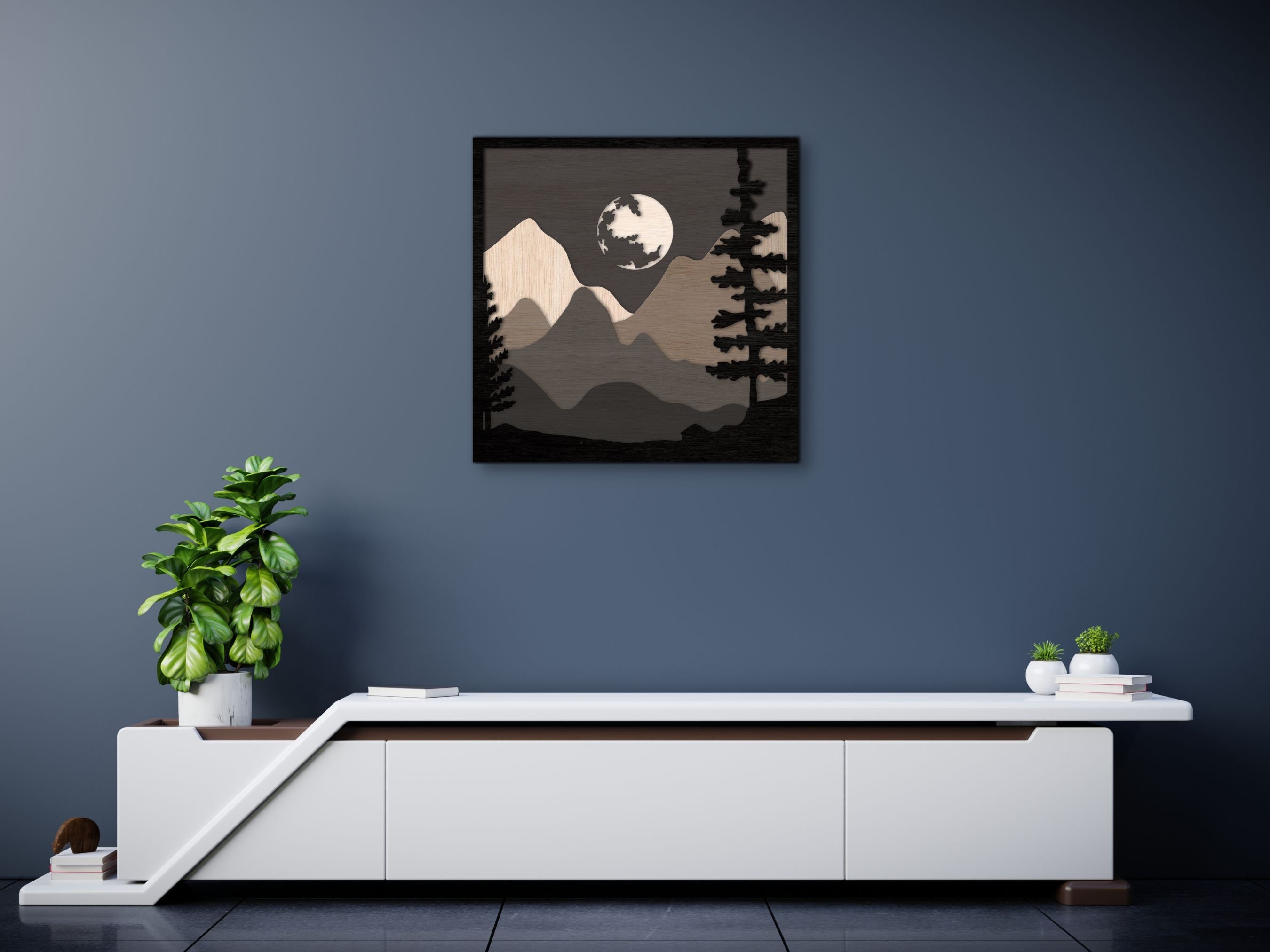 Layered Mountain Scene SVG Cut File for Laser Cutting and Cricut, Cnc ...