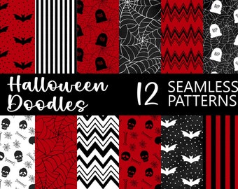 Red Doodles Digital Paper - Etsy