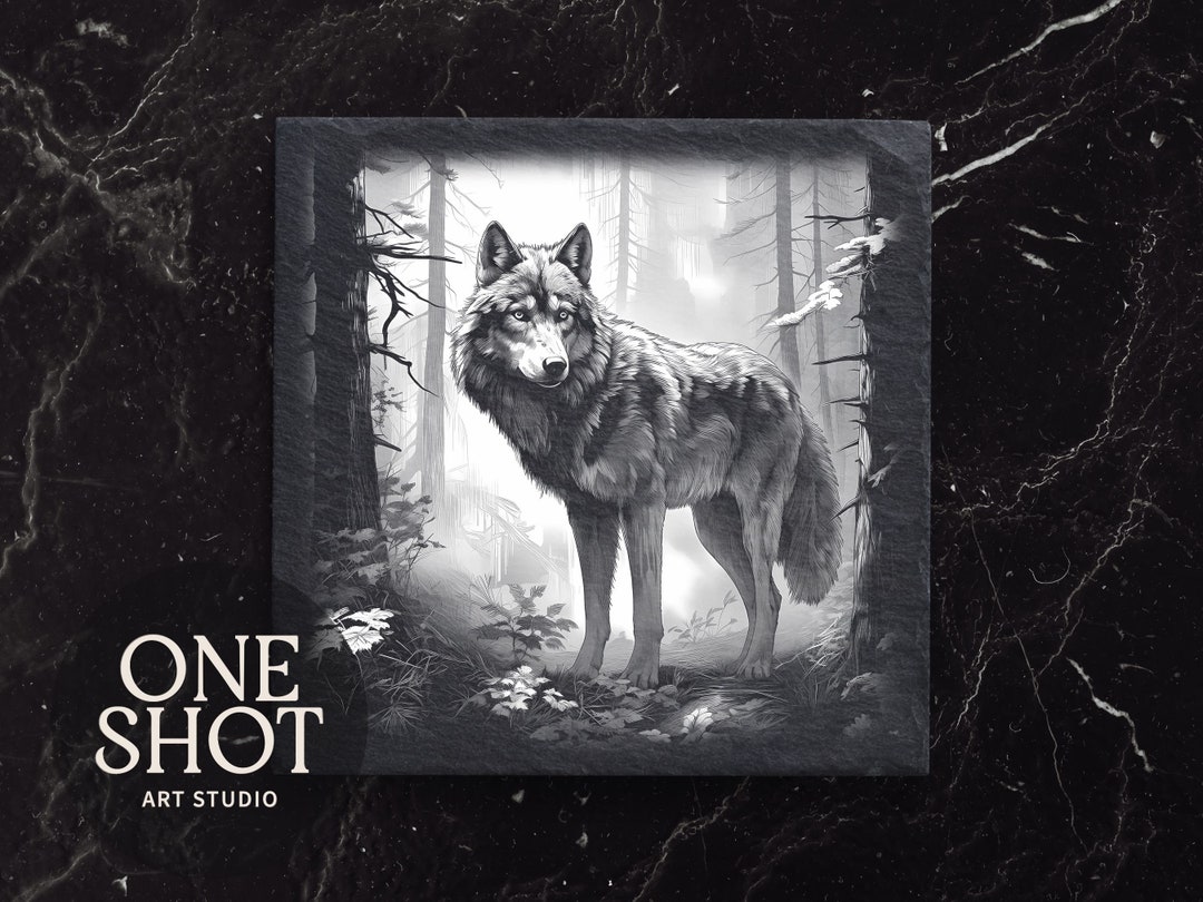 Wolf Laser Engraving Png, Slate Coaster Engraved, CNC Projects, CNC ...