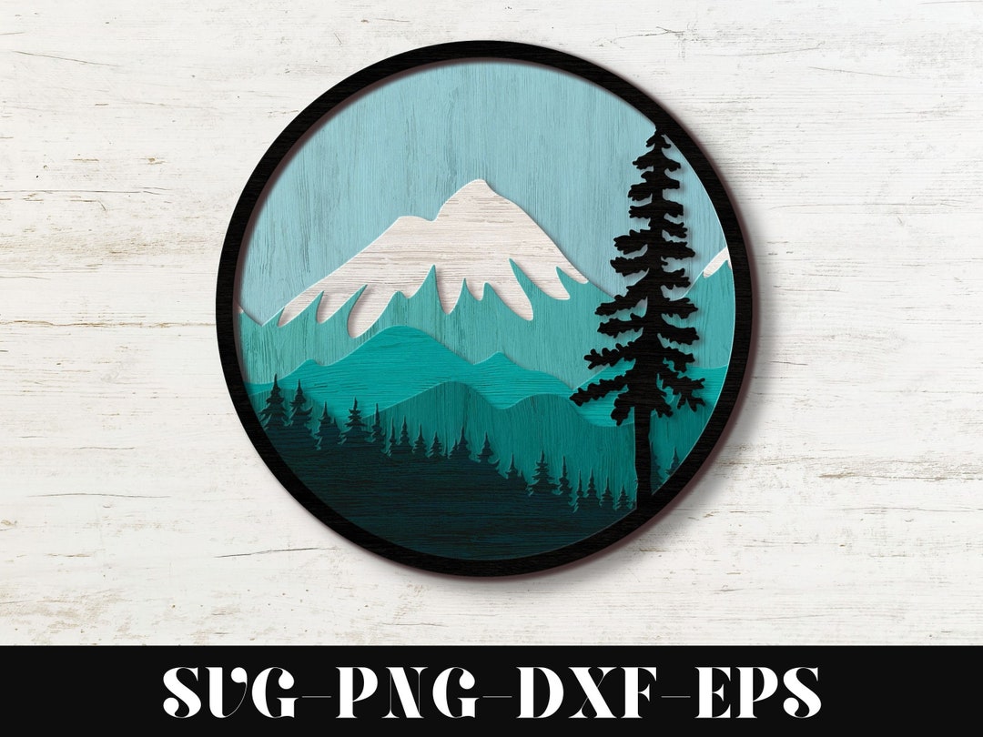 Snowy Mountain Scenery Laser Cut File, Cnc Laser Cut Files, Glowforge ...