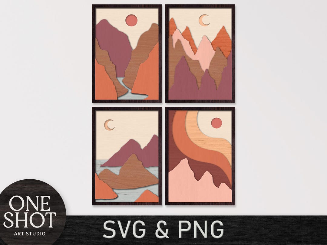 Mountain Scenery Laser Cut File, Cnc Project, Glowforge Laser Cut File ...