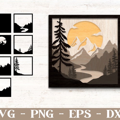 Layered Mountain Sunrise SVG Cutting File Laser Cricut. - Etsy