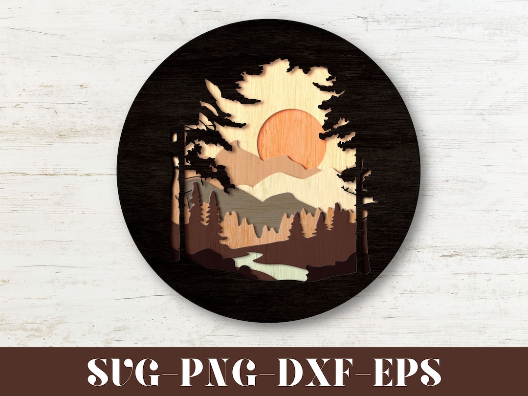 Mountain Scenery Laser Cut File, Cnc Laser Cut Files, Glowforge Laser ...