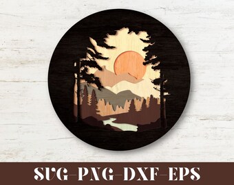 Multilayer Mountain Laser Cut File, Horizontal Mountain Scenery Laser ...