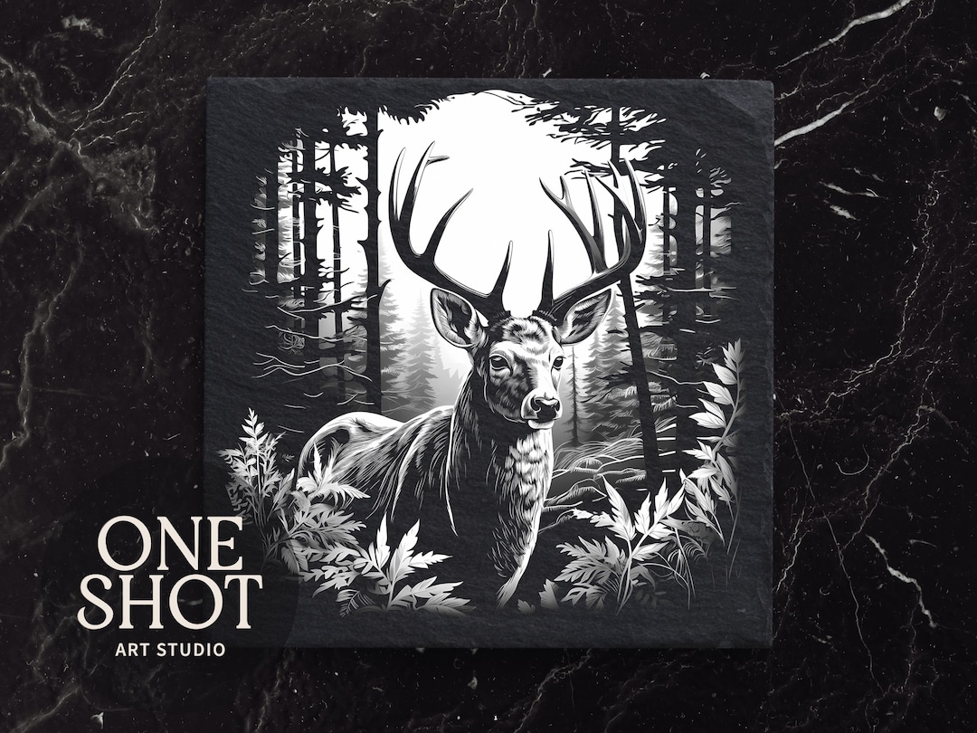 Deer Laser Engraving Png, Slate Coaster Engraved, CNC Projects, CNC ...