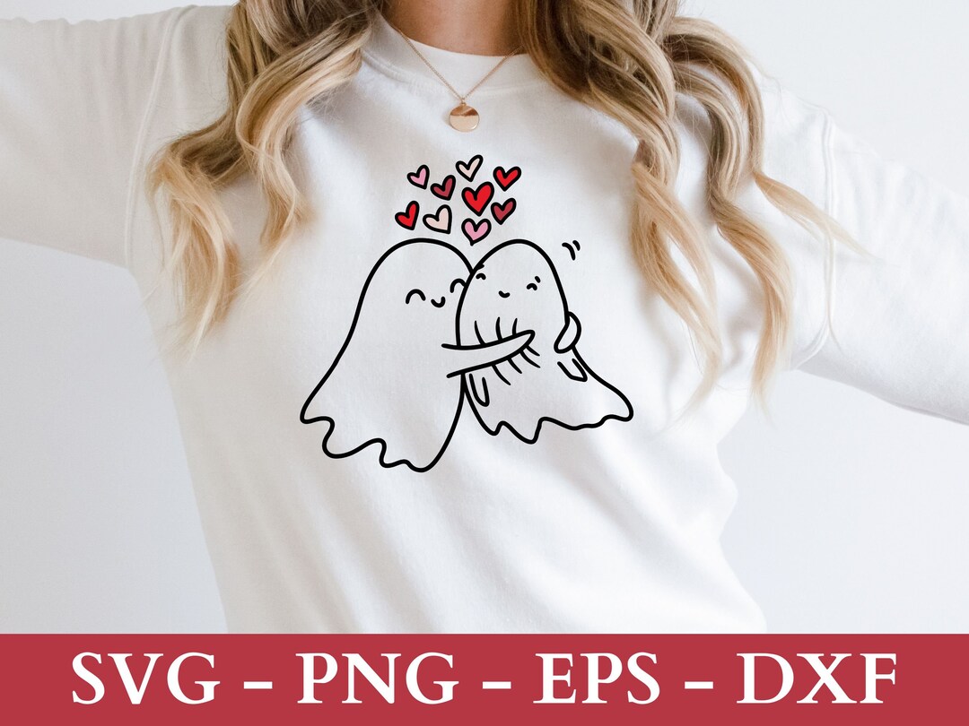 Love Ghosts Svg, Cute Valentine's Day Svg, Halloween Shirt Cut File for ...