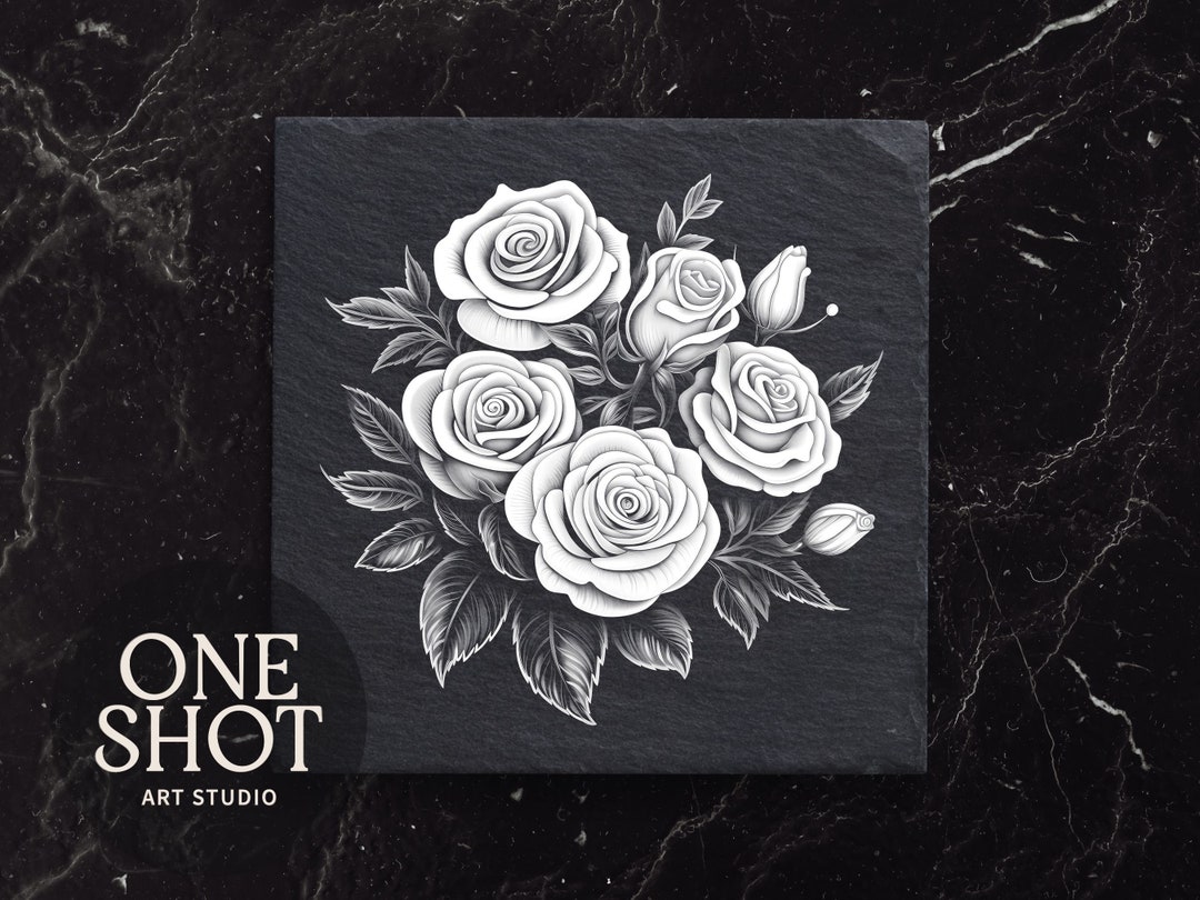 Roses Laser Engraving Png, Slate Coaster Engraved, CNC Projects, CNC ...