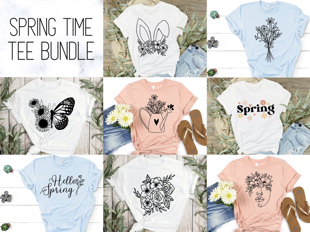 Spring Time Svg Bundle, Spring Shirt Cut for Cricut, Wild Flower Svg ...