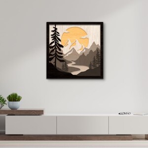 Layered Mountain Scene SVG Cut File for Laser Cutting, CNC Project ...