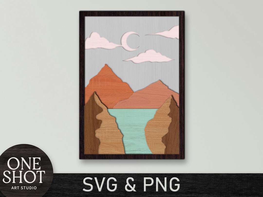 Layered Mountain Scene SVG Cut File for Laser Cutting and Cricut, Cnc ...