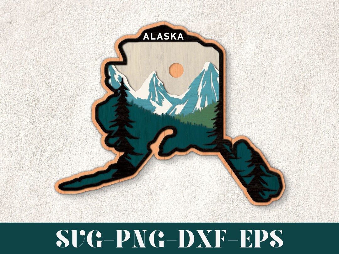 Alaska State Laser Cut File, Alaska Map Glowforge, Alaska Usa CNC Laser ...