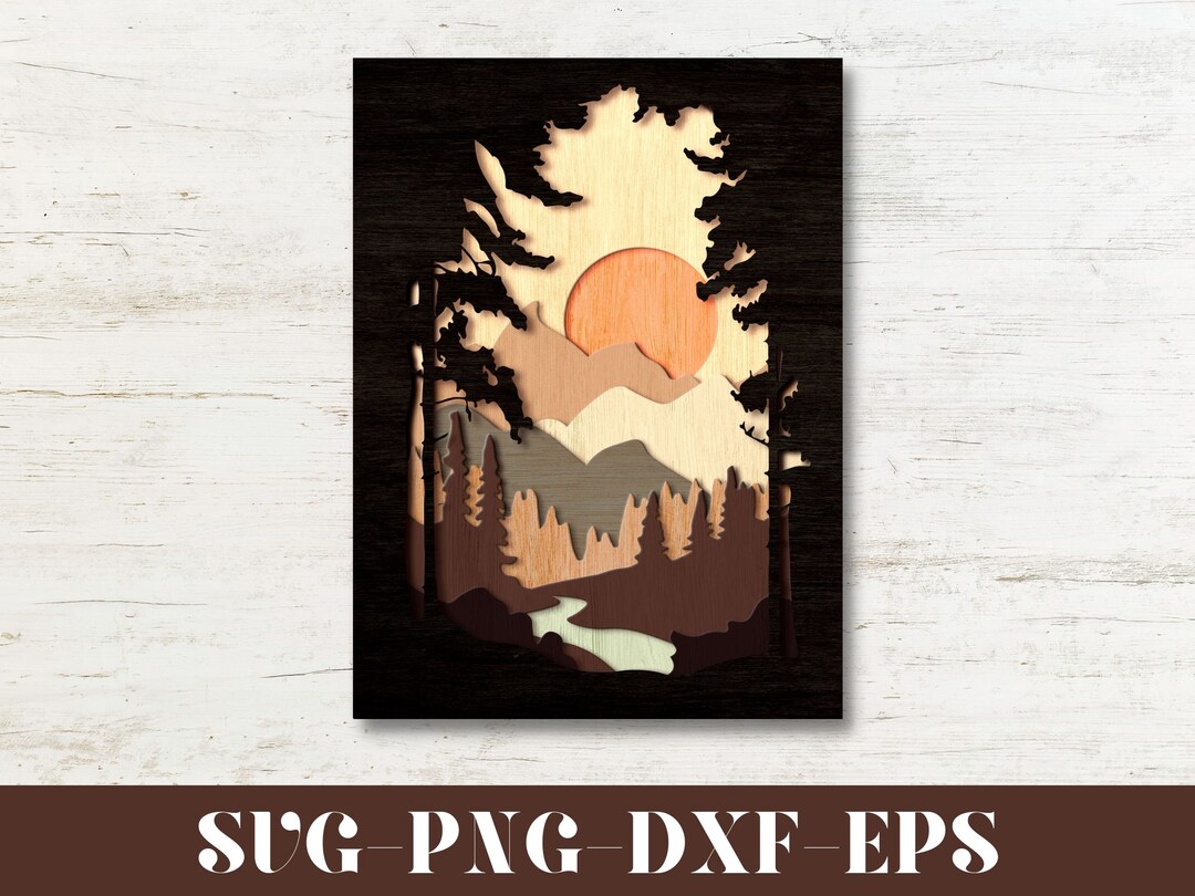 Mountain Scenery Laser Cut File, Cnc Laser Cut Files, Glowforge Laser ...