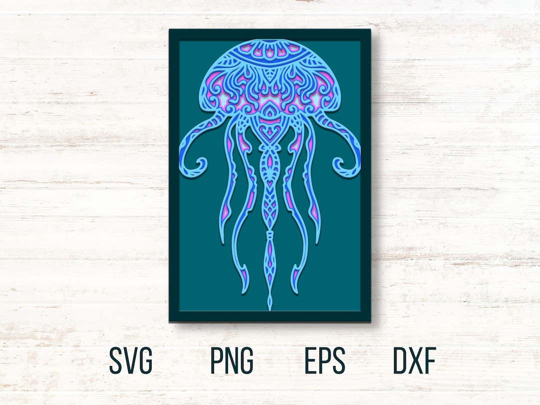 3D Mandala Jellyfish SVG, Jellyfish Svg, Mandala Laser Cut File ...