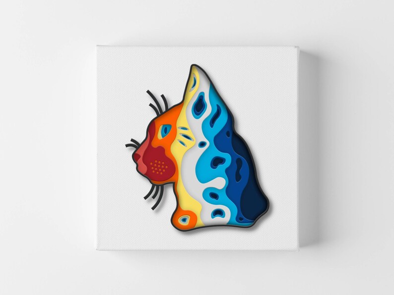 3D Cat SVG Paper Cut Shadow Box Template Layered Cat File - Etsy