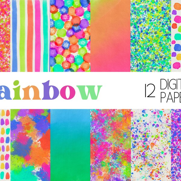 Neon Digital Papers - Etsy