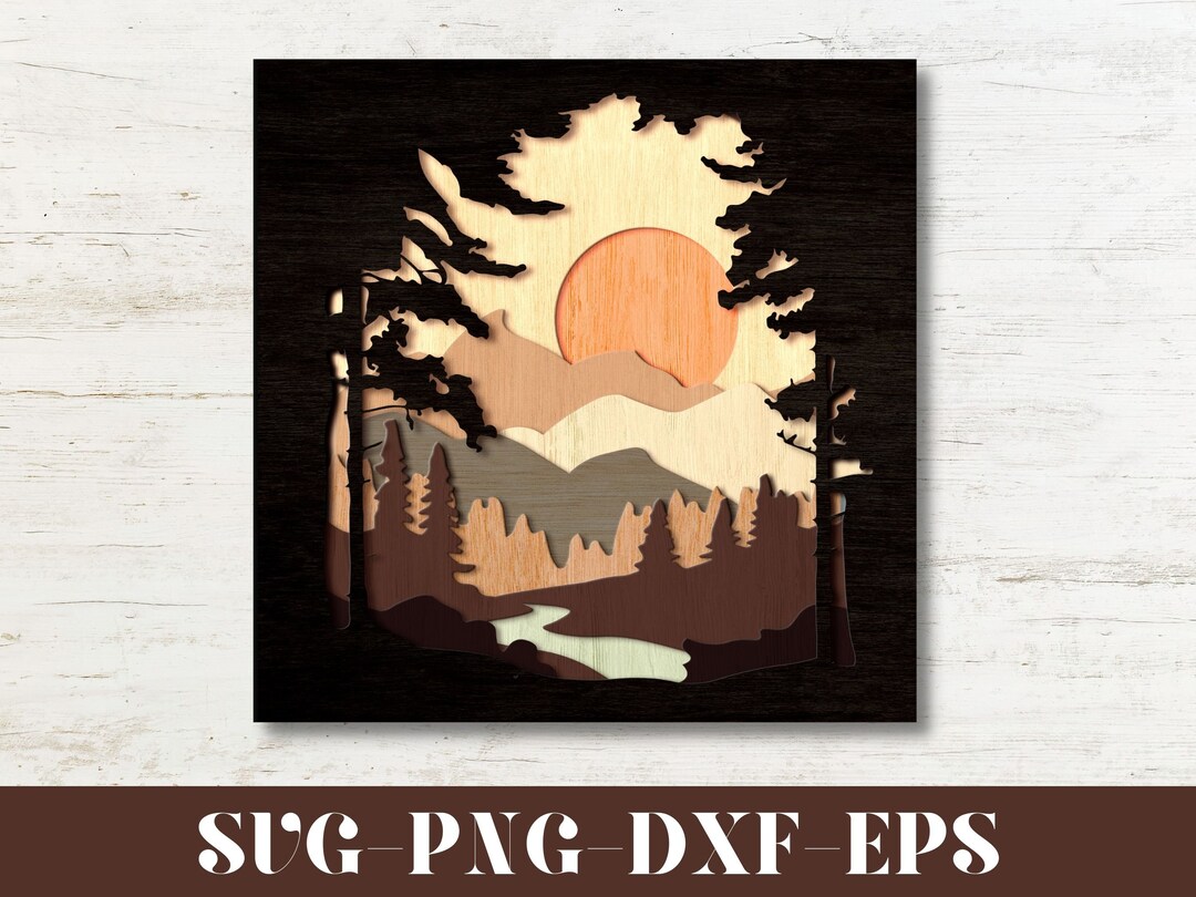 Mountain Scenery Laser Cut File, Cnc Laser Cut Files, Glowforge Project ...