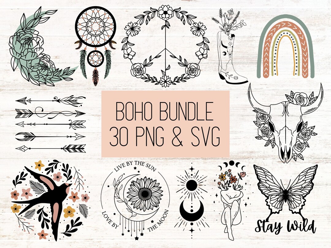 Boho SVG Bundle, Bohemian Bundle Svg , Popular Svg Bundle, Moon Cut ...