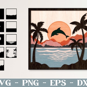 Square Mountain Scenery Laser Cut File, Cnc Summer Laser Cut Files ...