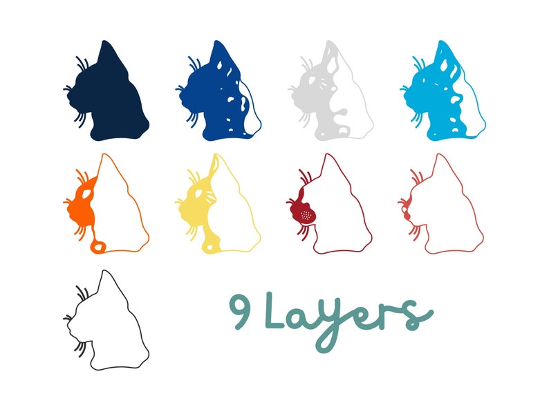 3D Cat SVG Paper Cut Shadow Box Template Layered Cat File - Etsy