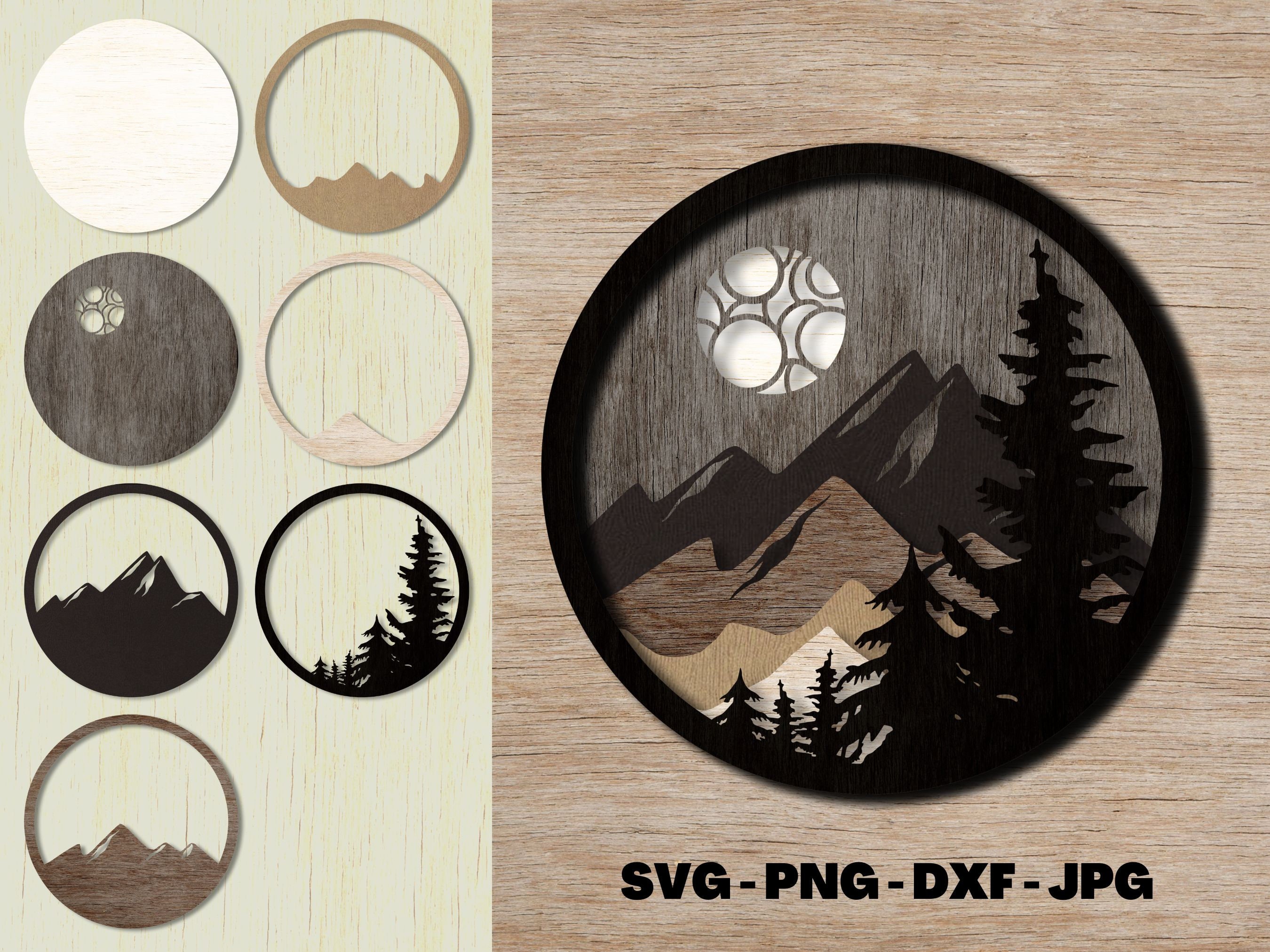 Layered Mountain Scene SVG Cut File for Laser Cutting and - Etsy Canada