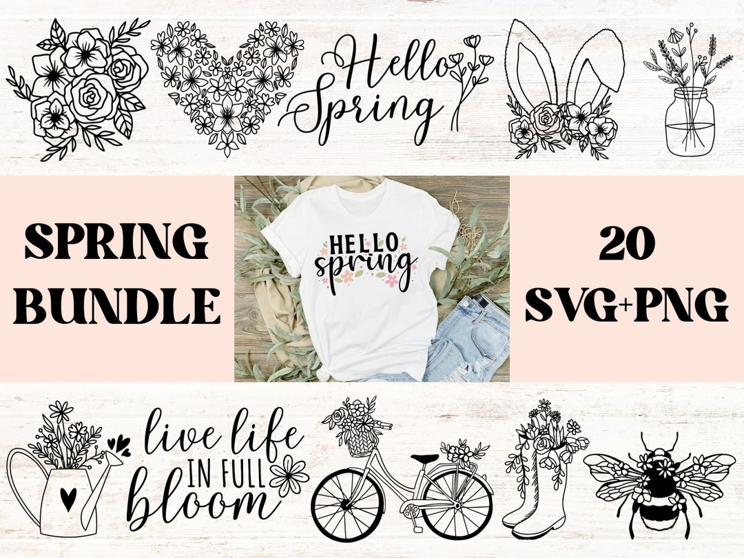 Spring Time Svg Bundle, Spring Shirt Cut for Cricut, Wild Flower Svg ...