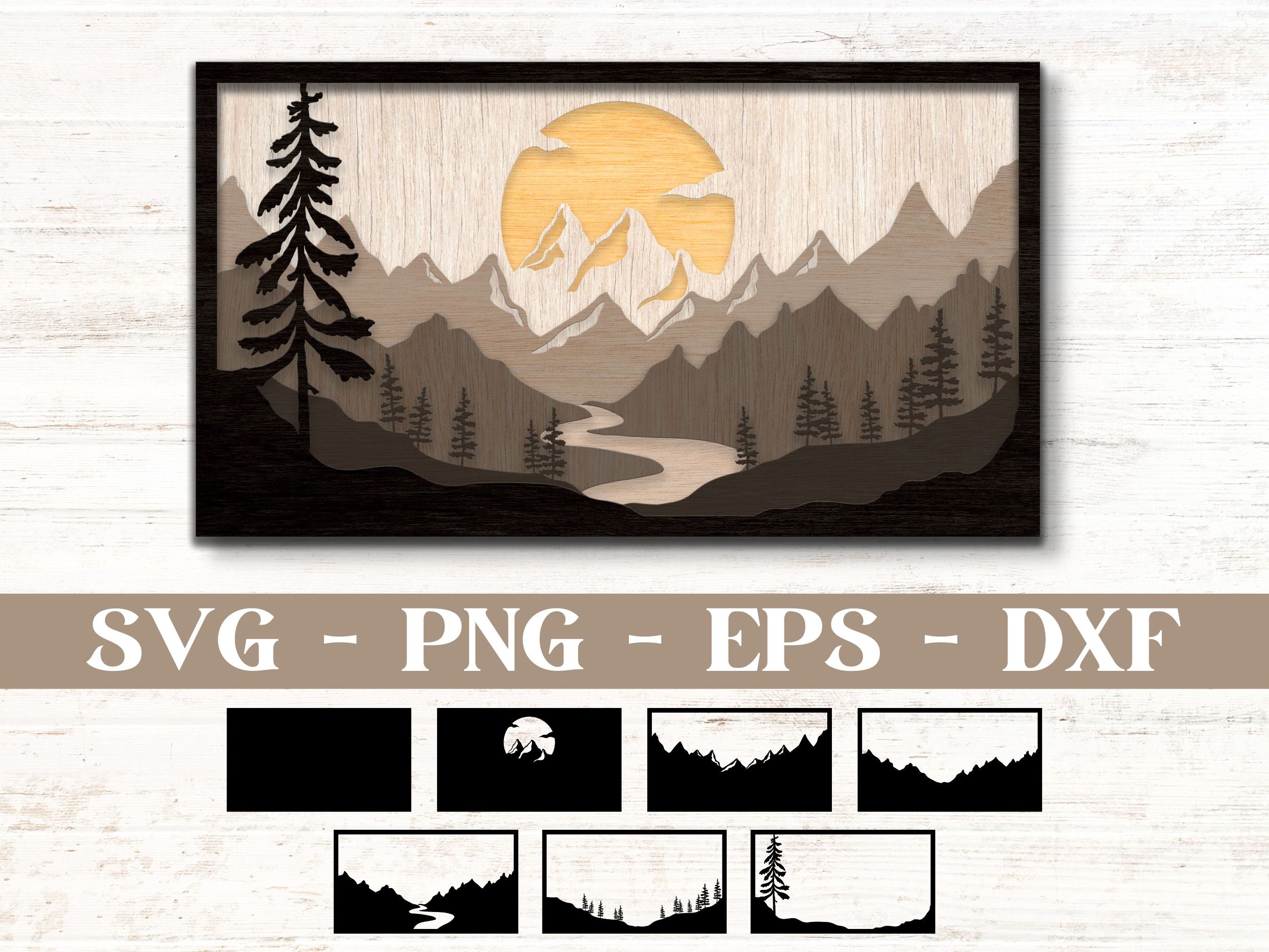 Horizontal Mountain Scenery Laser Cut File K40 Laser Cut - Etsy Canada