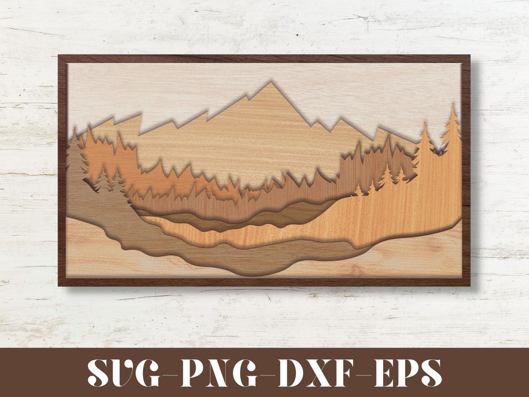 Horizontal Mountain Scenery Laser Cut File, Cnc Project, Glowforge ...