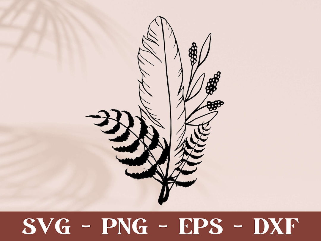 Boho Feather Svg, Floral Feather Svg, Bohemian Cut File, Free Spirit ...