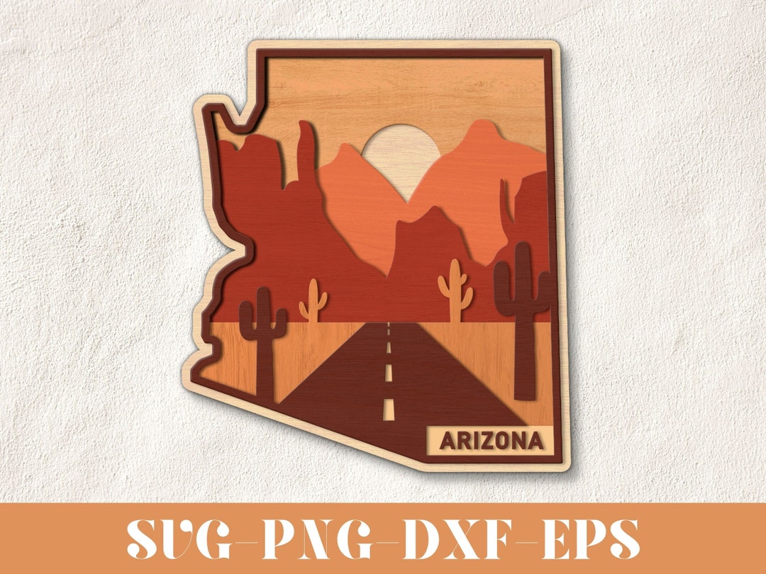 Arizona State Laser Cut File, Arizona Map Glowforge, CNC Laser Cut File ...