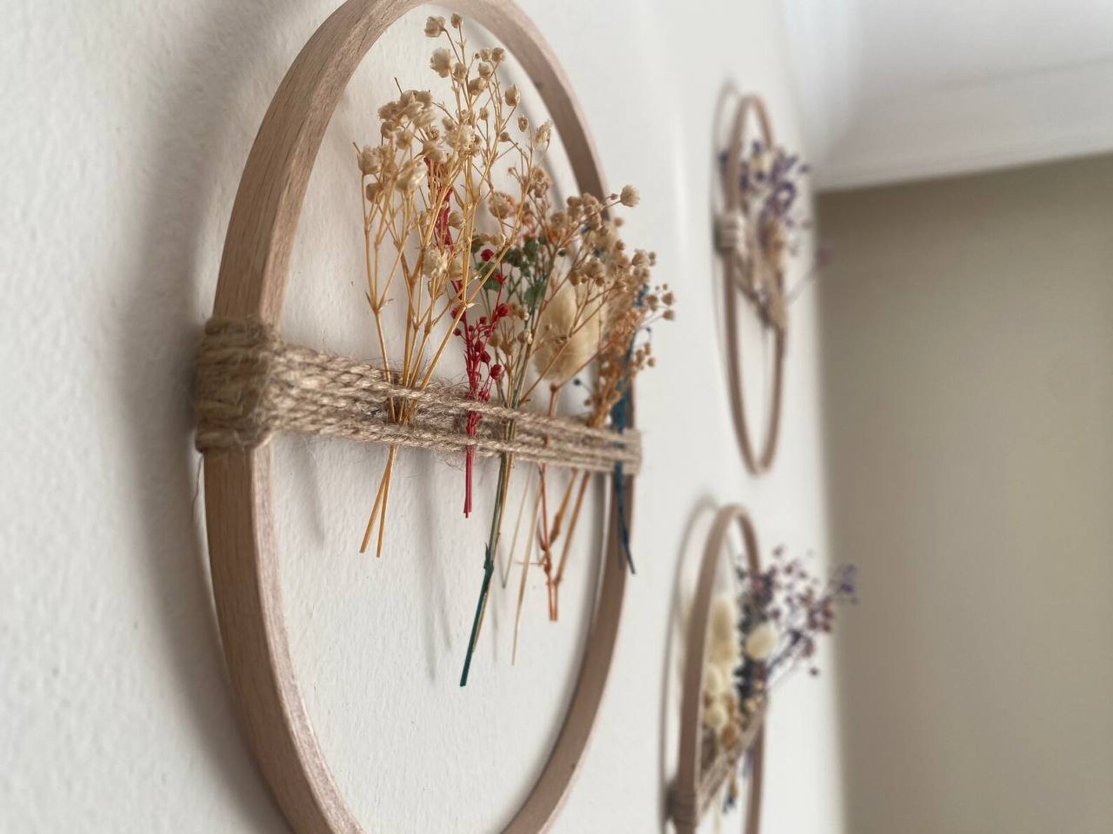 3'lü Minimal Wall Decor,wall Decor Made of Jut Winding Hoop, Wall Decor ...