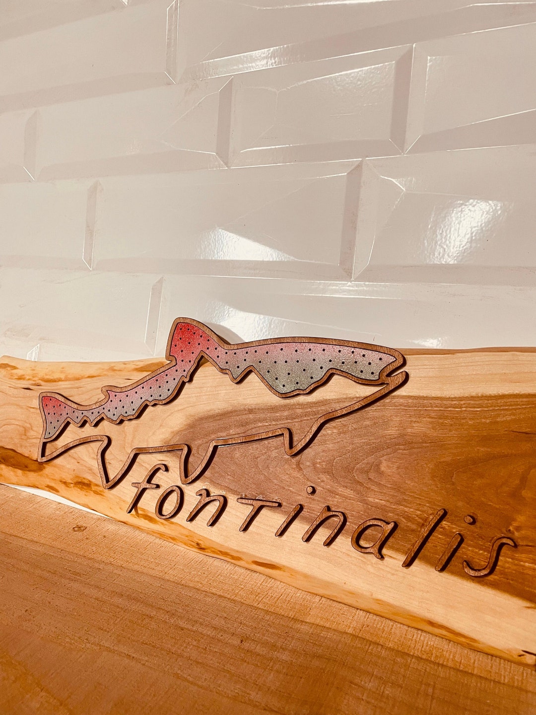 Mountain Rising Trout Wall Art Customizable - Etsy